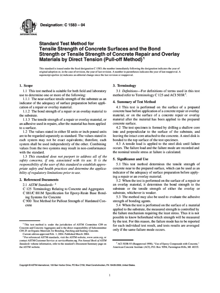 Pull Off Concreto ASTM C1583 | PDF | Strength Of Materials | Adhesive