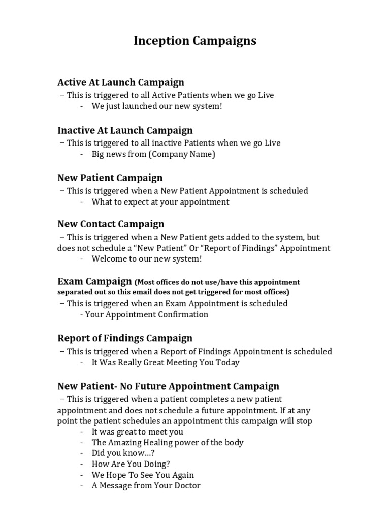 Inception Campaigns | PDF