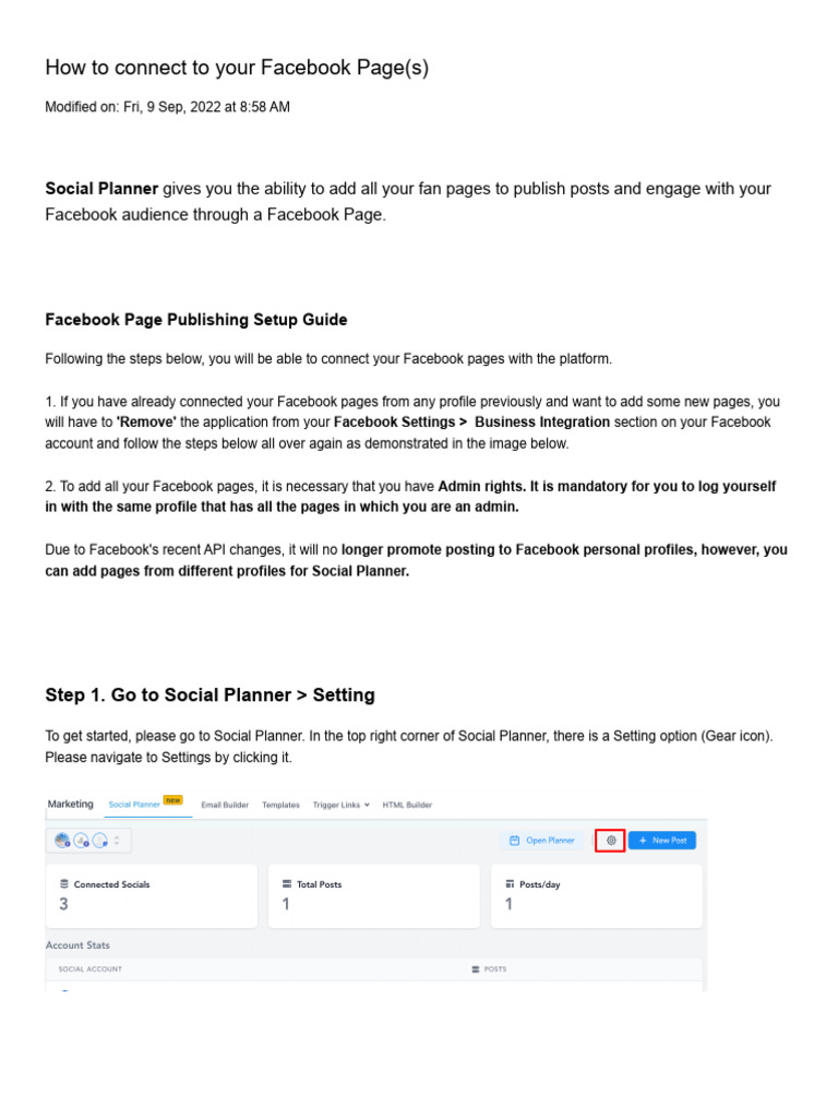 How To Connect To Your Facebook Page | PDF | Facebook | Computing