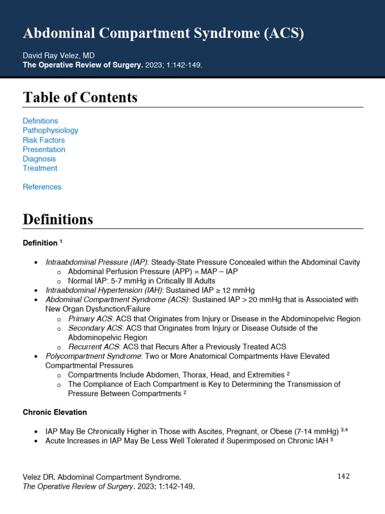 Understanding Abdominal Compartment Syndrome | PDF | Vein | Clinical ...