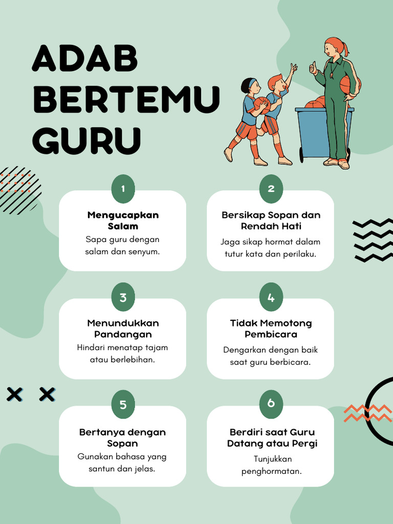 Adab Bertemu Guru Poster Biru Tosca Gaya Ilustratif | PDF
