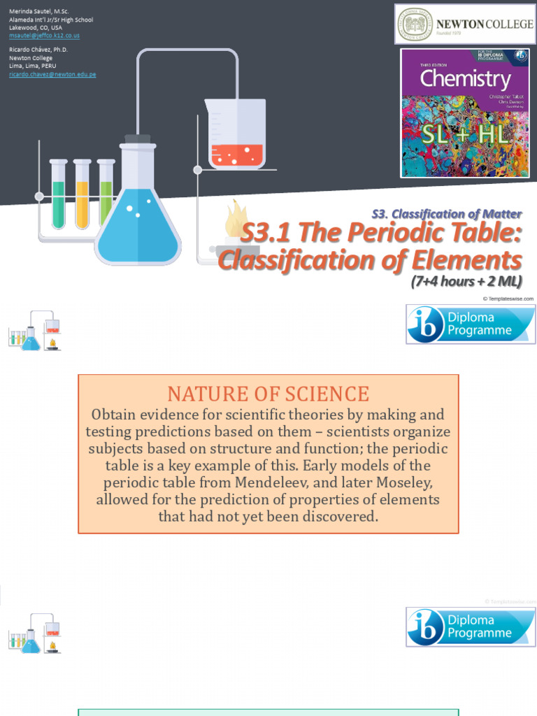 07 Ib Chemistry (Sl+Hl) - s3.1 the Periodic Table - Classification of ...