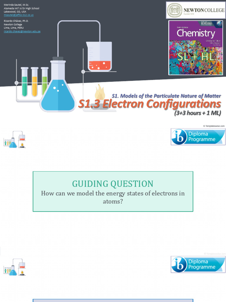 06 Ib Chemistry (SL+HL) - s1.3 Electron Configuration | PDF | Emission ...