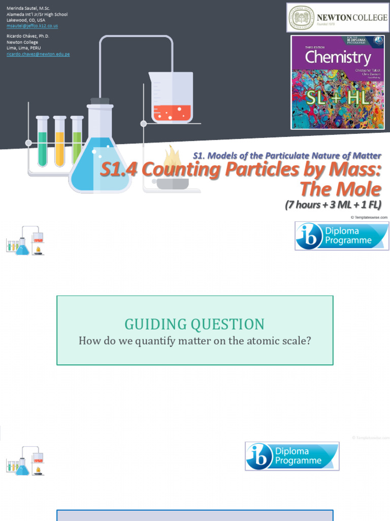 02 Ib Chemistry (SL+HL) - s1.4 Counting Particles by Mass - The Mole ...
