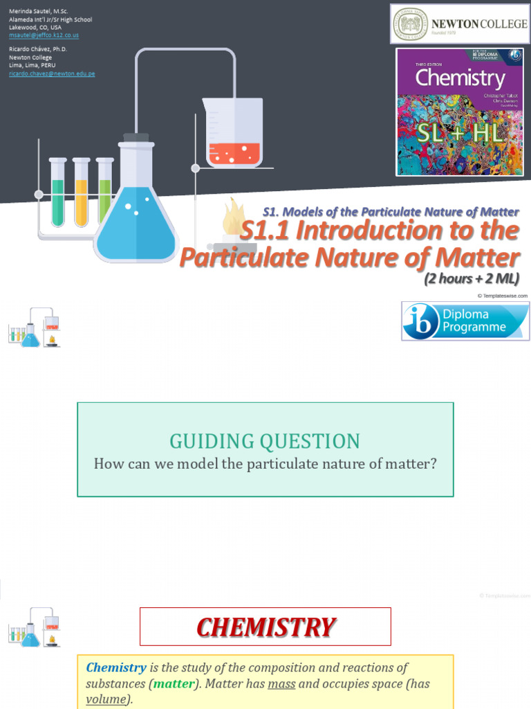 01 Ib Chemistry (SL+HL) - s1.1 Introduction To The Particulate Nature ...