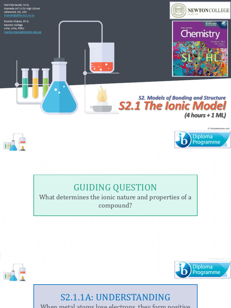 08 Ib Chemistry (SL+HL) - s2.1 The Ionic Model | PDF | Ionic Bonding | Ion