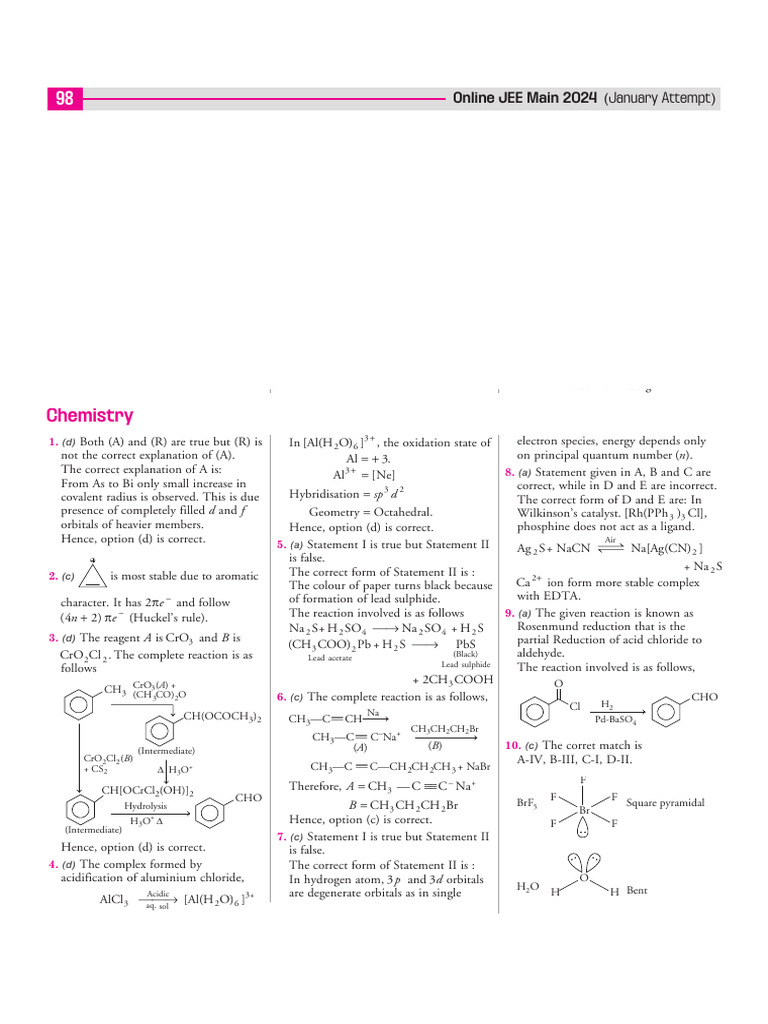 30 January Shift I Chemistry | PDF | Hydroxide | Ph