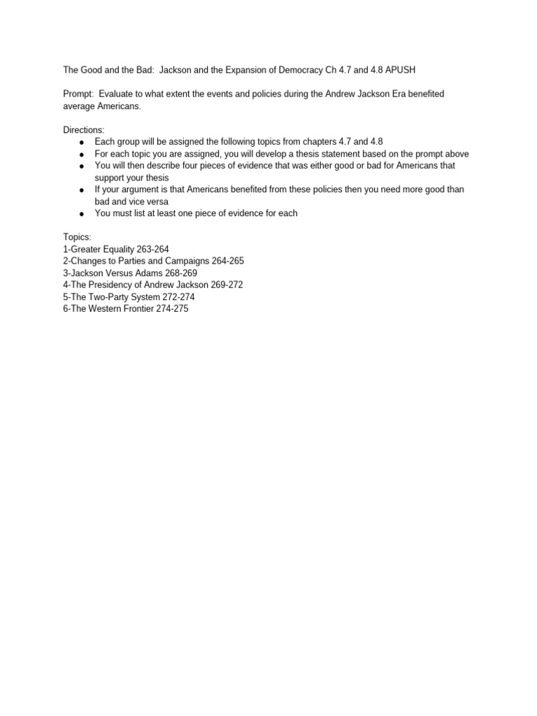 The Good and The Bad Jackson and The Expansion of Democracy CH 4.7 and ...