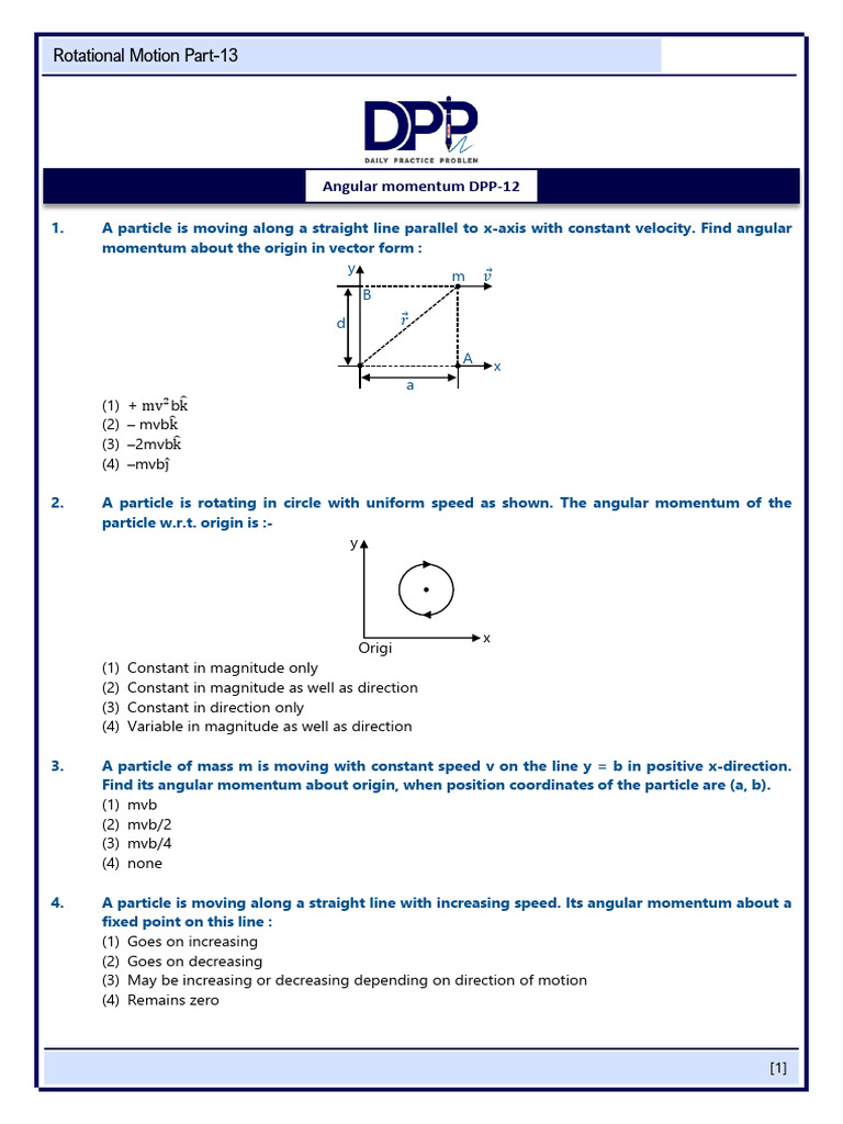 Rotational MotionDPP Whole Assignment | PDF | Rotation Around A Fixed Axis | Angular Momentum