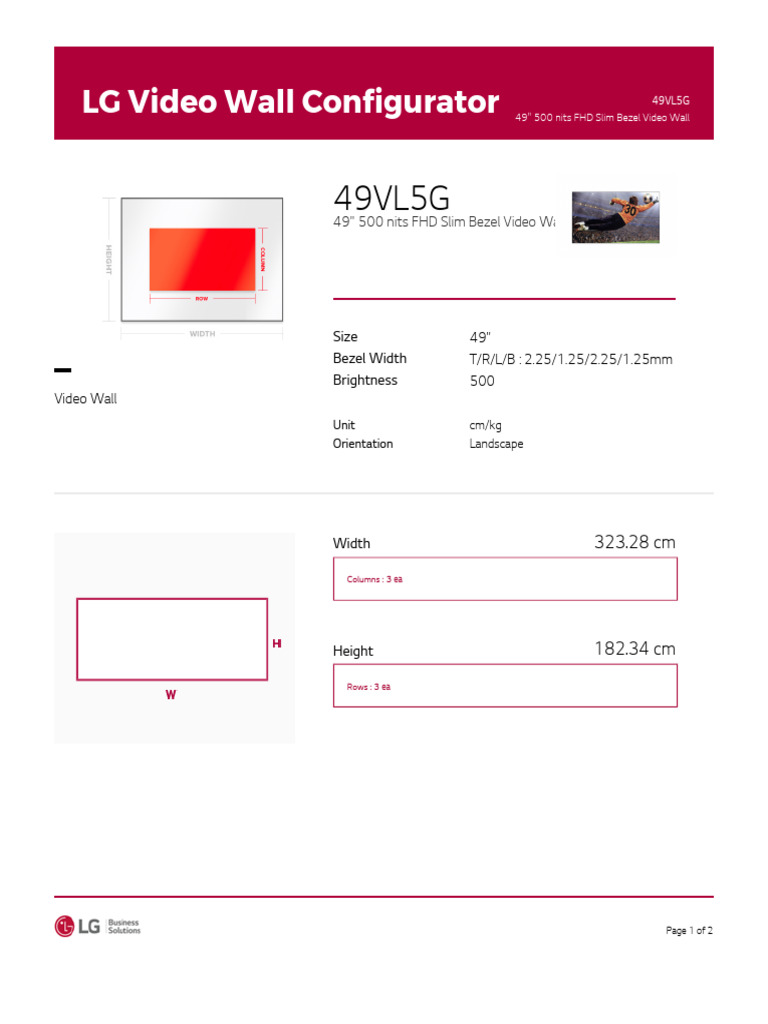 LG Video Wall Configurator_DisplayLayout 3x3 49VL5G | PDF | Length ...