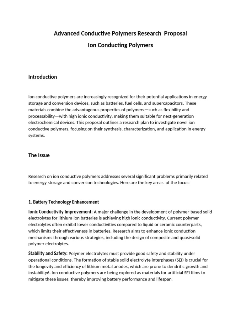 Ion Conductive Polymers for Energy Solutions | PDF | Lithium Ion ...