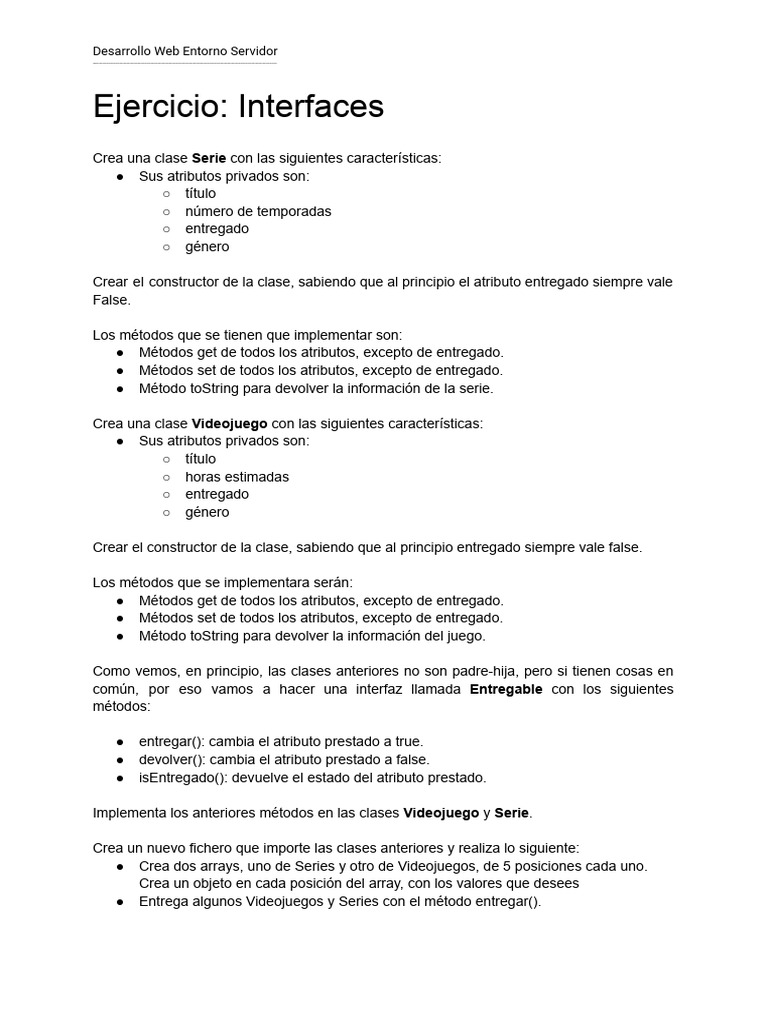 Ejercicio Clase - Interfaces | PDF | Informática | Programación de computadoras