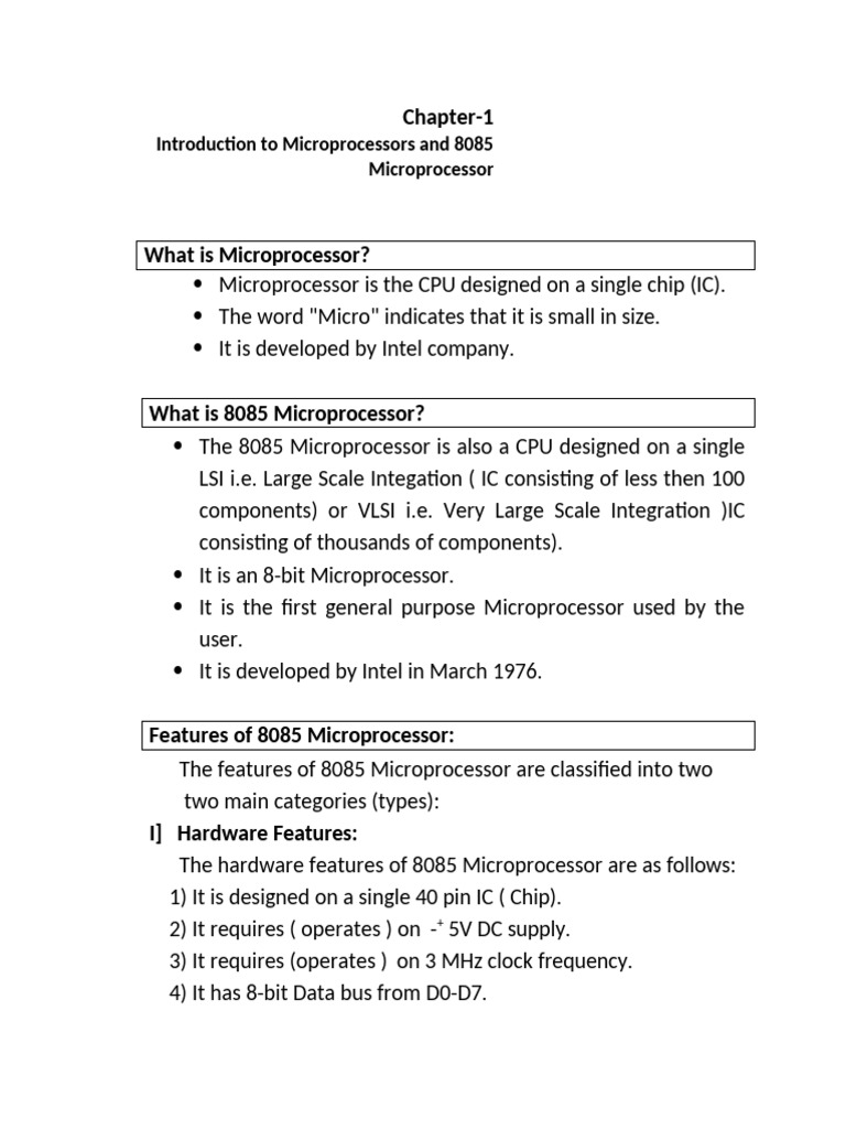 XII Chapter 1. Introduction To Microprocessor and Organization of 8085 Microprocessor ...