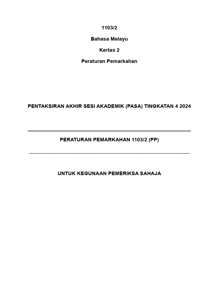 Skema BM K2 Pasa T4 2024 | PDF