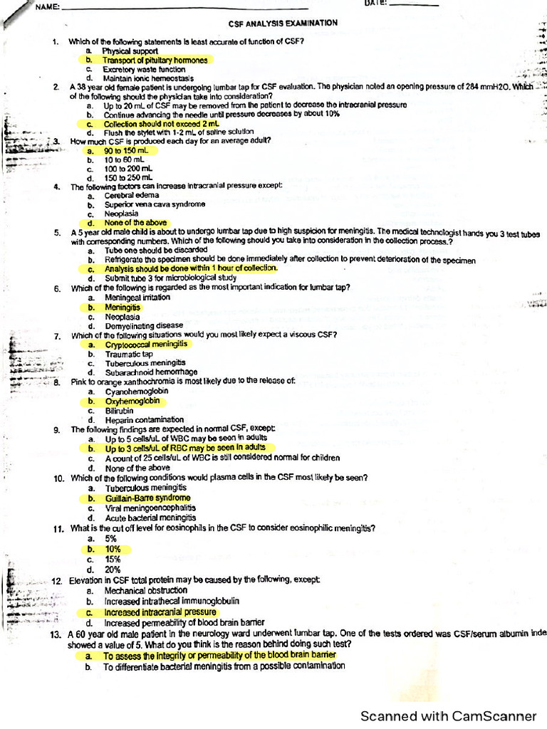 Clin Path Prelims - Answered | PDF