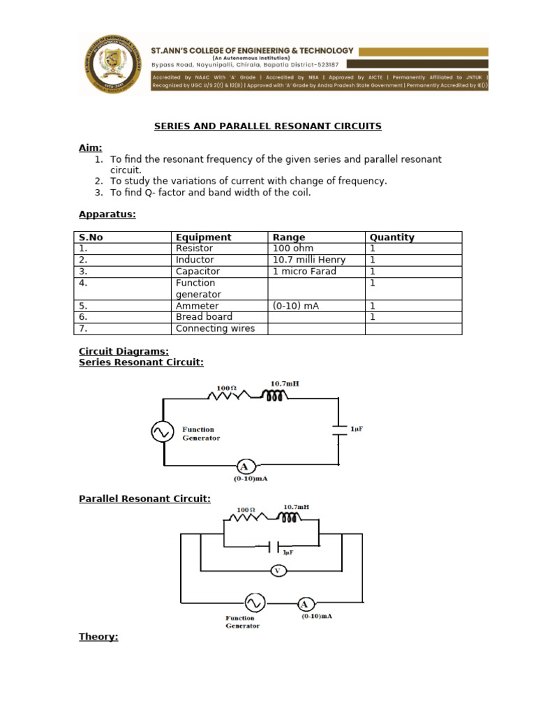 7.Series and parallel resonant circuits (1) | PDF | Resonance ...