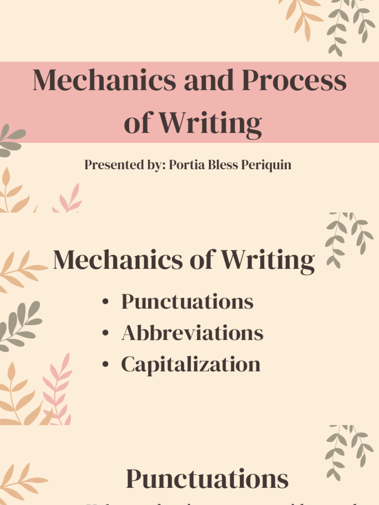 Mechanics and Process of Writing | PDF