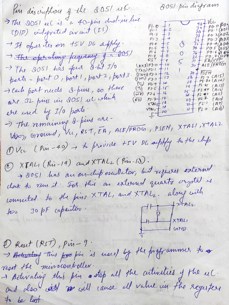 4 Pin Diagram of 8051 Microcontroller | PDF