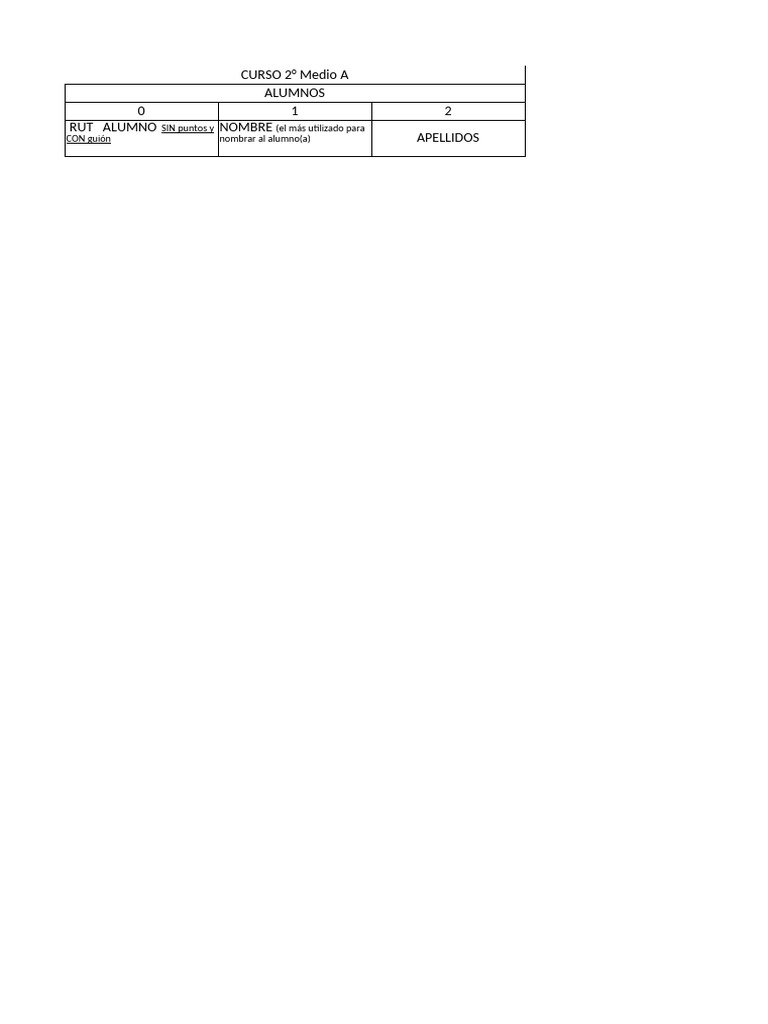 Formato Carga Masiva Estudiantes TIE - TIAP | PDF