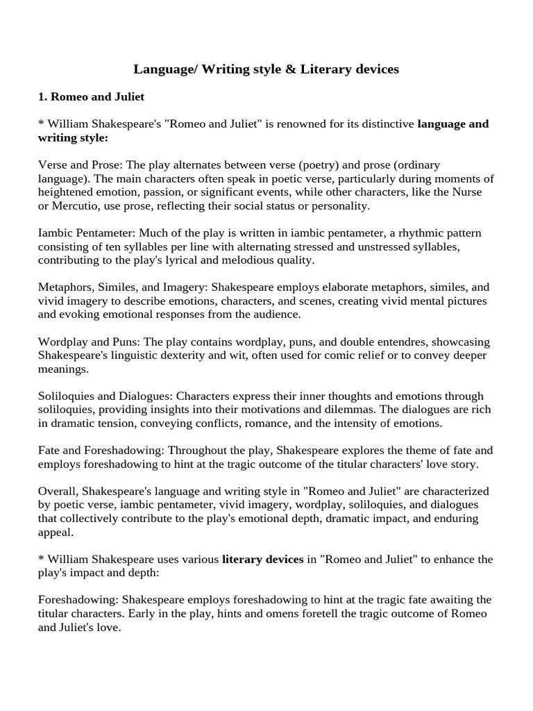 Language and Writing Style, Literary Device | PDF | Poetry | William ...