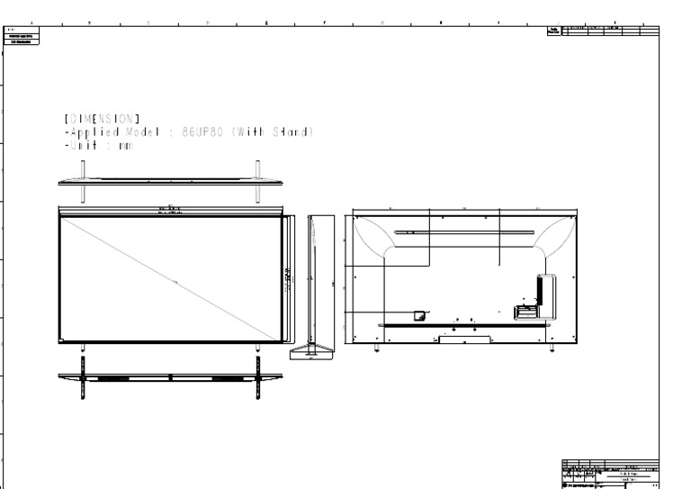 86UR640S Dimension With Stand | PDF