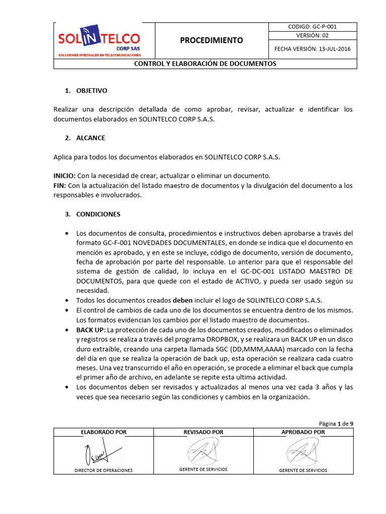 GC-P-001 Control y elaboración de documentos | PDF | Sistema de manejo ...