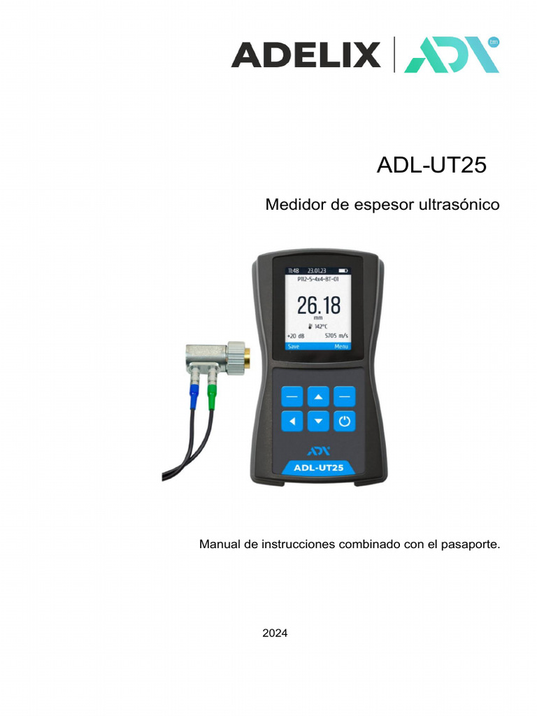 Manual Medidor Espesor ADL-UT25 | PDF | Ultrasonido | Sensor