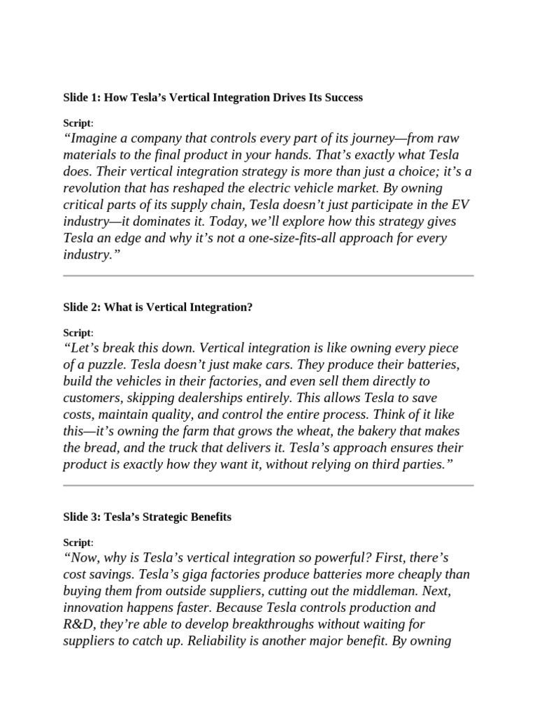 Script about tesla | PDF | Supply Chain | Vehicles