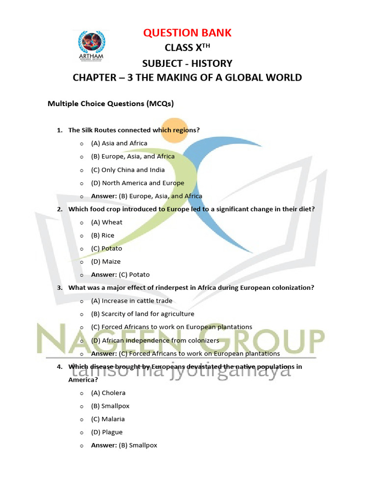 Class 10 Question Bank History Chapter - 3 The Making of A Global | PDF ...