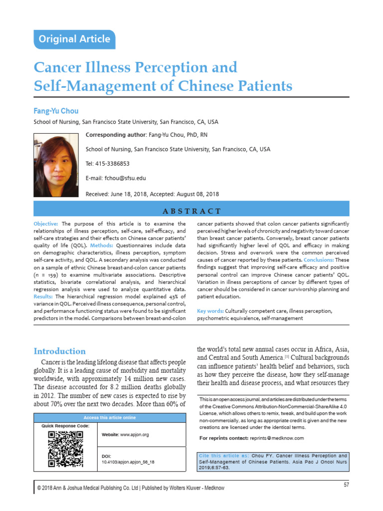 Chinese Cancer Patients' Self-Management Insights | PDF | Cancer ...