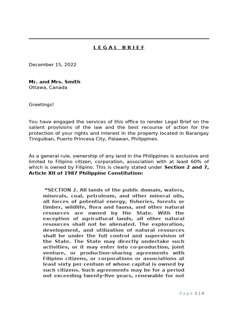 Legal Brief | PDF | Lease | Naturalization