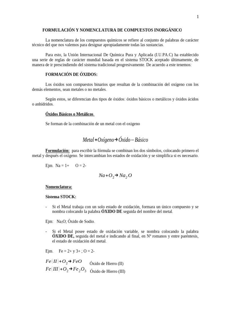 Nomenclatura de Compuestos Inorganicos. | PDF | Hidróxido | Óxido