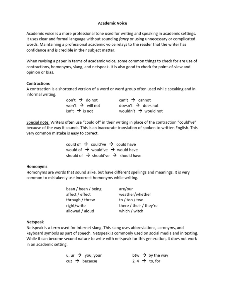 Academic Voice | PDF | Narration | Essays