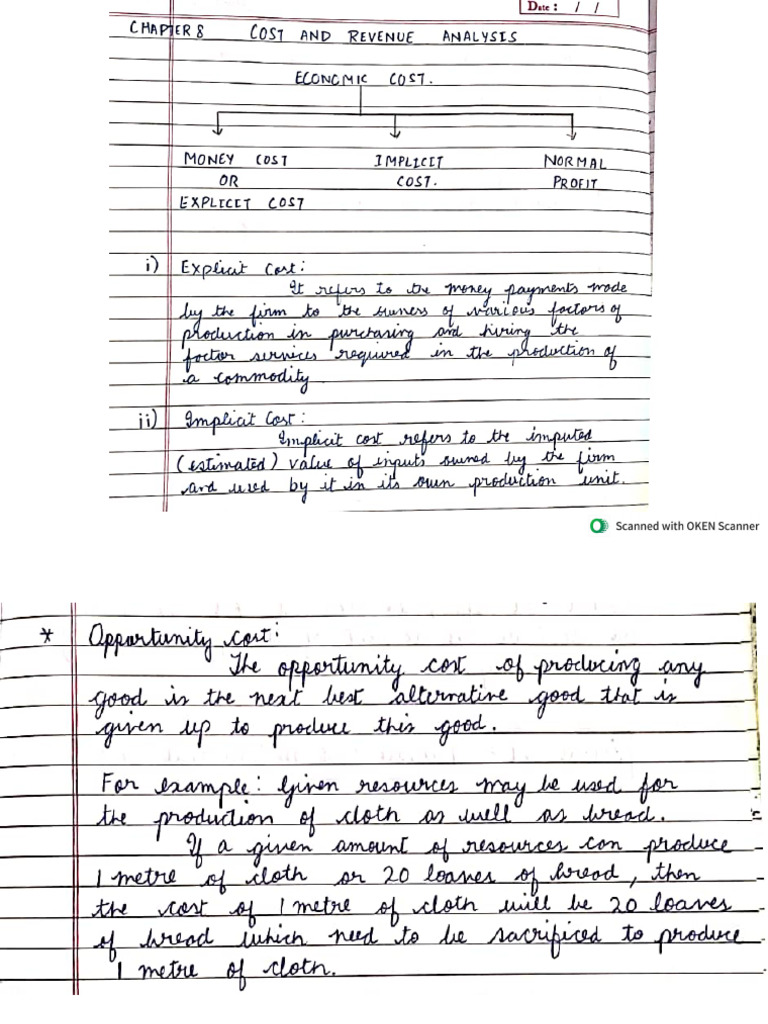 Cost Chapter Handwritten Notes | PDF