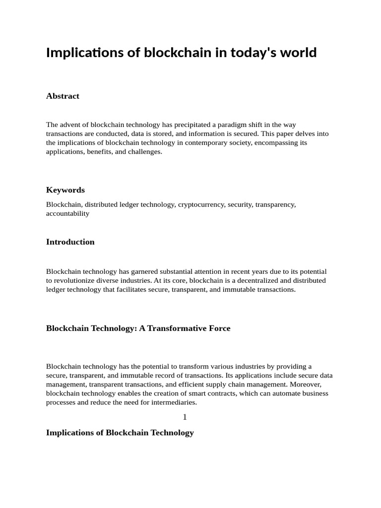Implications of Blockchain in Today's World | PDF | Computing | Information Technology
