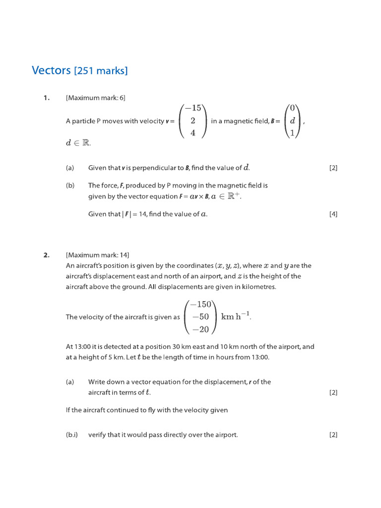 vectors_ib_dp_questionbank_questions_scribdPDF | PDF