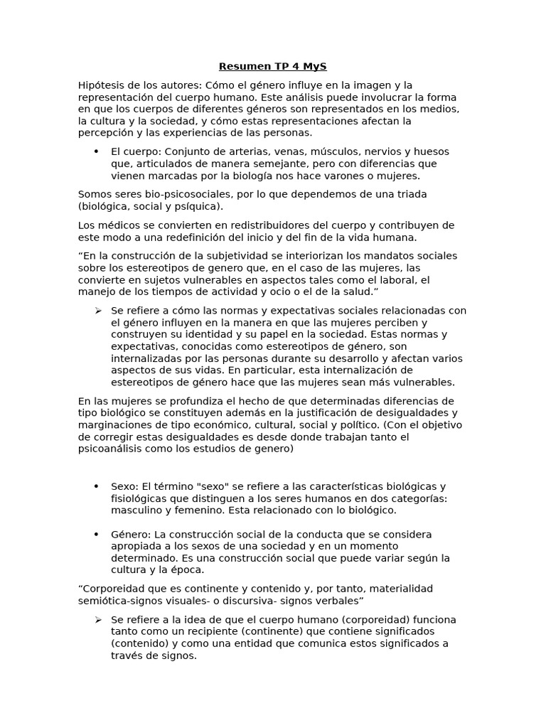 Resumen TP 4 MyS | PDF | Género | Estudios de género