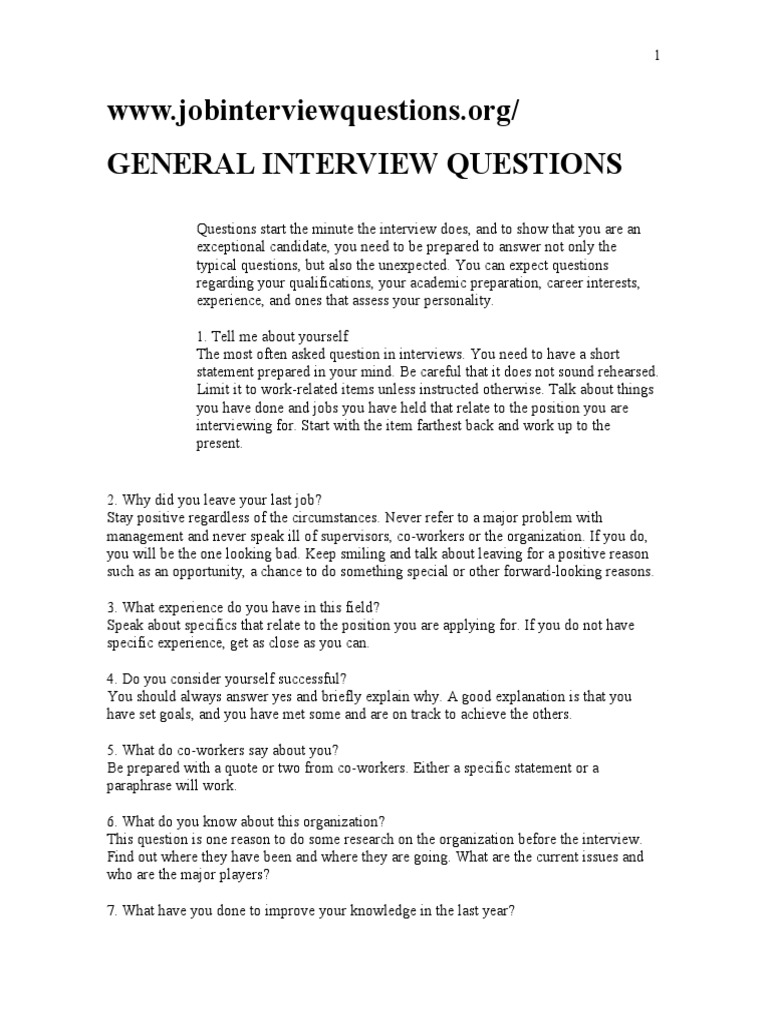 Job Interview With Real Questions | Download Free PDF | Discrimination ...