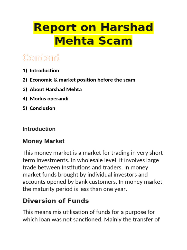 Harshad Mehta Scam Overview | PDF | Money | Investing
