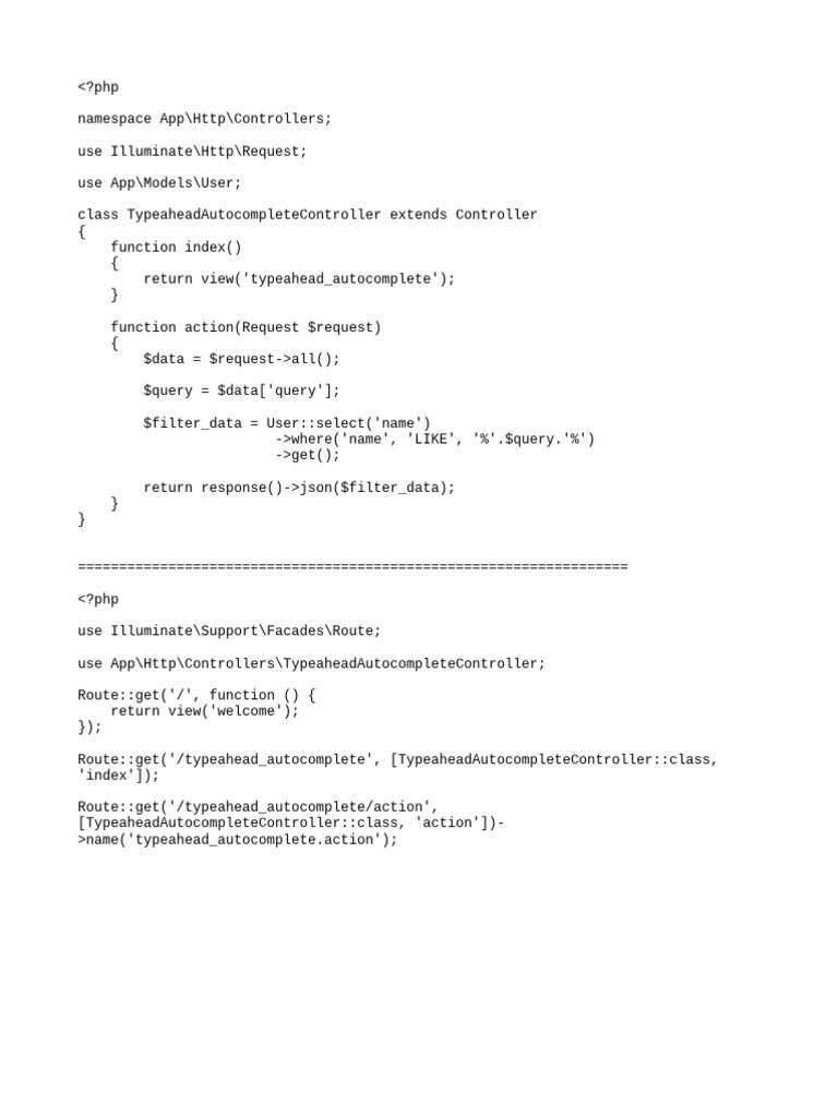 AutoComplete Controller File | PDF