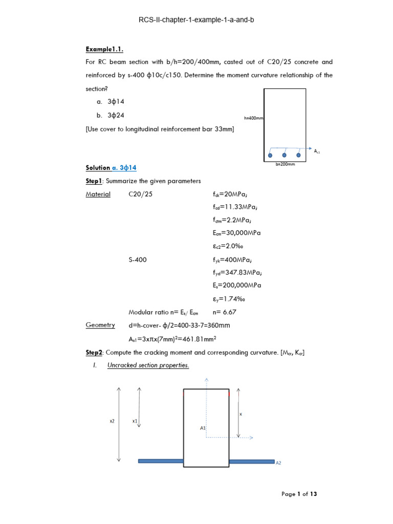 RCS II Chapter 1 Example 1 A and B | PDF | Structural Engineering ...