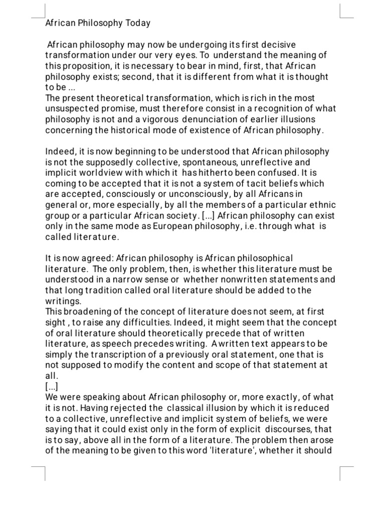 Hountondji On African Philosophy Today | PDF | Liberal Arts Education