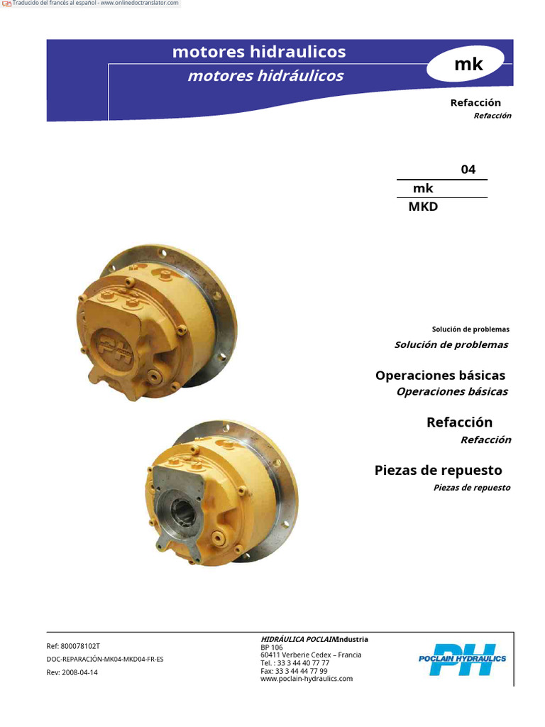 Poclain_MK_MKD rodillo DD 24 HIDRAULICO | PDF | Bomba | Rodamiento (Mecánico)