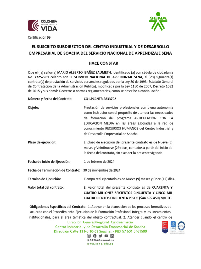 Mario Alberto Ibañez Saumeth 2024 | PDF | Evaluación