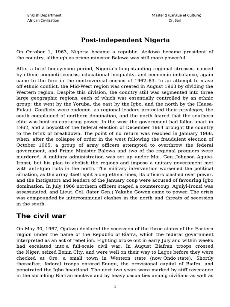 Nigeria After The Independence | PDF | Biafra | Boko Haram