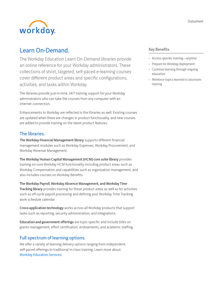Datasheet Workday Knowledge Management On Demand Education | PDF | Business