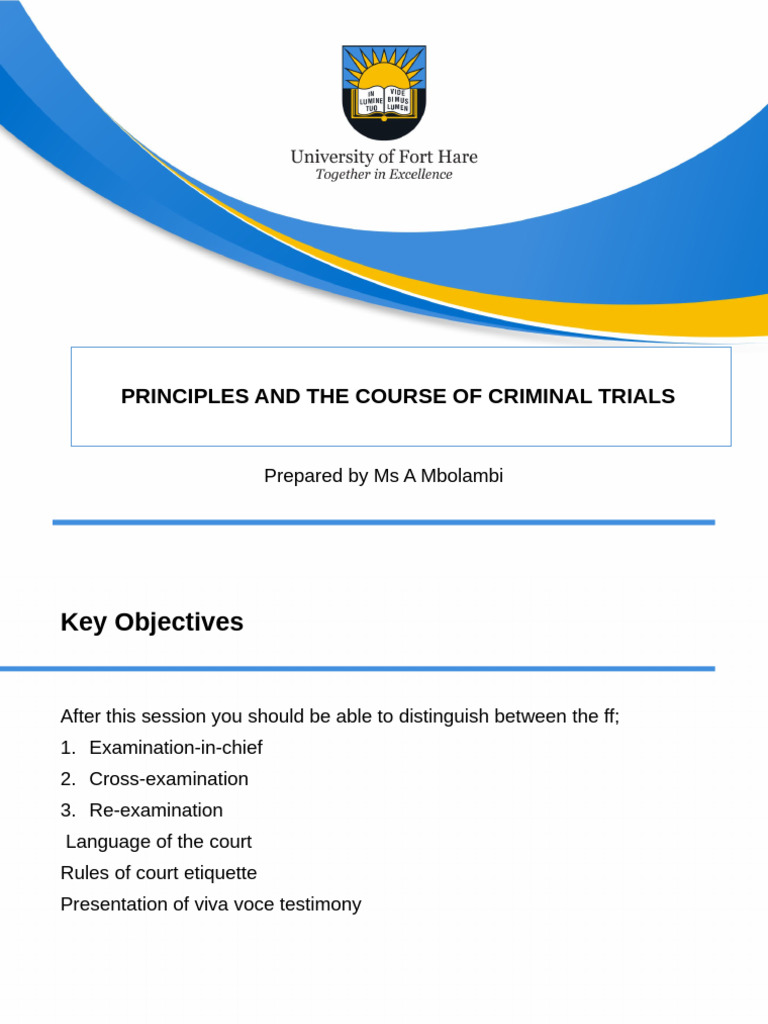 Unit 6 - Priniciples and The Course of Criminal Trials | PDF | Burden ...