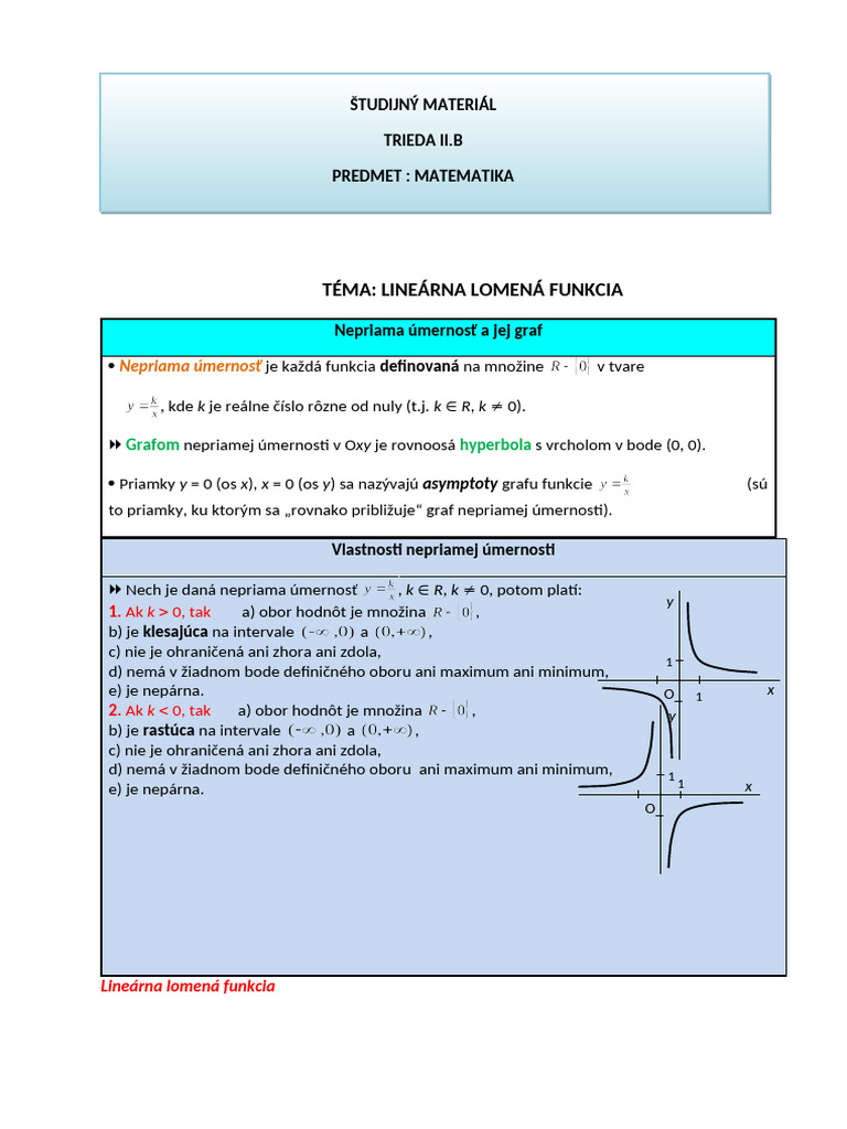 TV MAT 2B 5 Linearna Lomena Funkcia Lukasova 20 | PDF