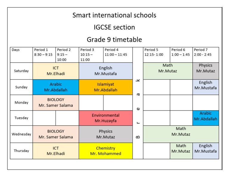 Time Table G9 | PDF