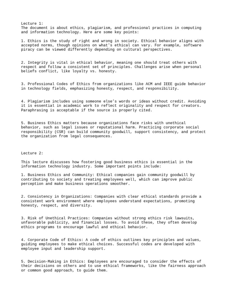 Professional Practices Lectures | PDF | Morality | Spamming